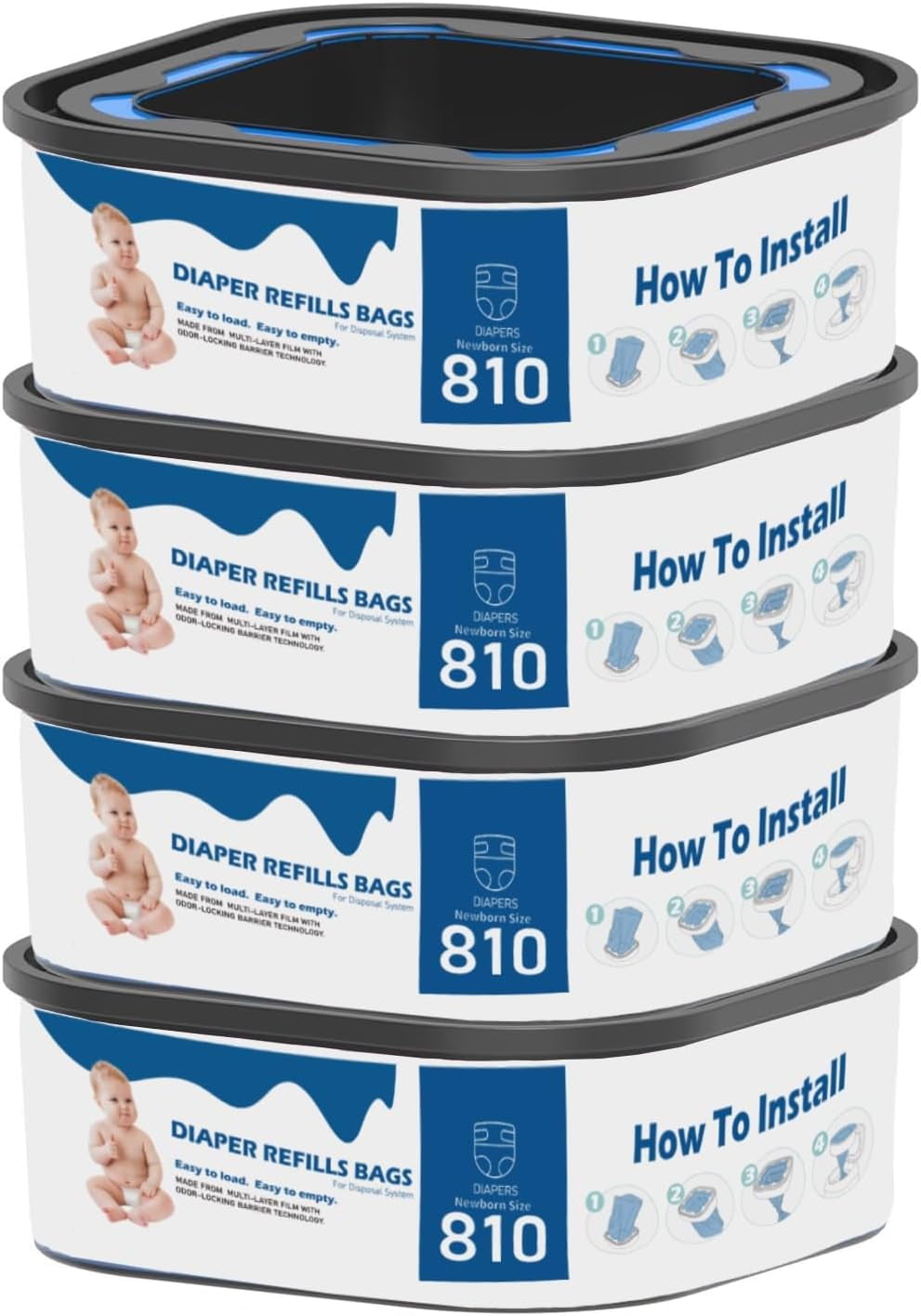 4 Pack Jumbo Square Bags Refill Compatible with XIULIN Compact, Select ...