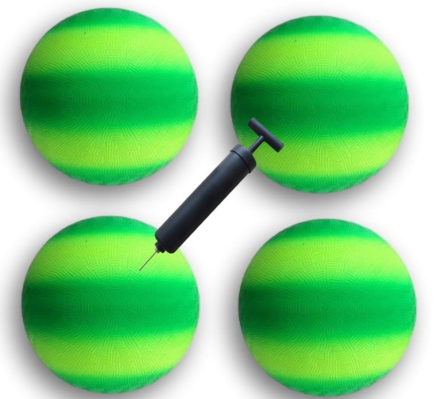 4-Pack Kickball Playground Balls Set Pack of 4 Balls with 1 Pump, Official Size for Dodge Ball ...
