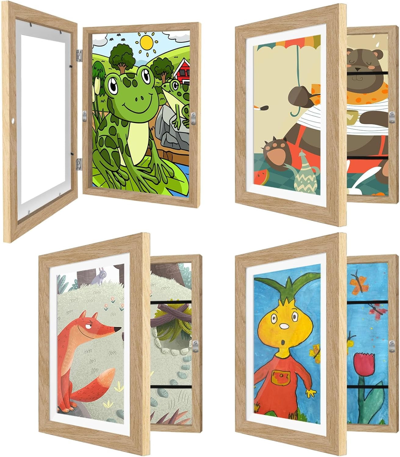 4 Pack Kids Art Frames 8.5x11 Inch Kids Artwork Flip Frame Changeable ...