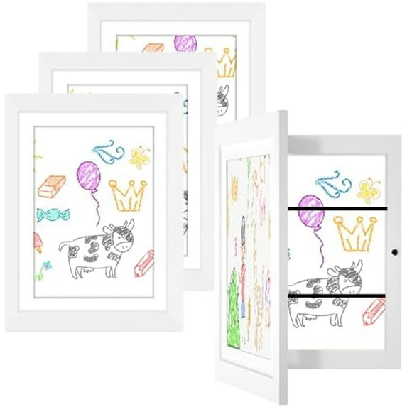 4 Pack Kids Art Frames, Artwork Picture Frames Changeable with Stand ...