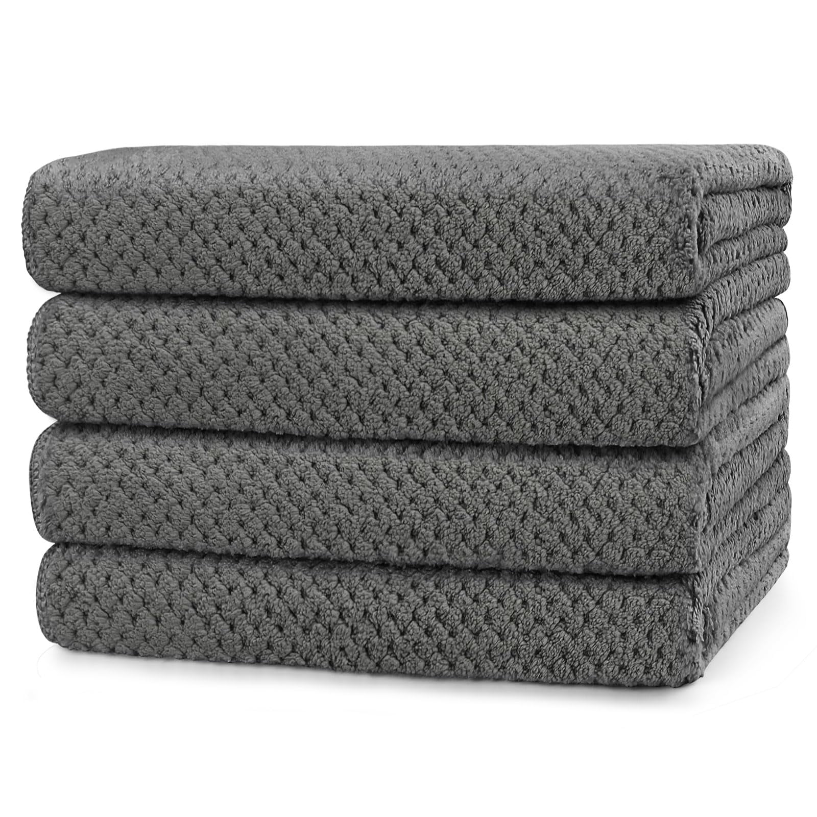 4 Pack Kids Bath Towels Set, 24x47 Inch Super Soft Microfiber Waffle ...