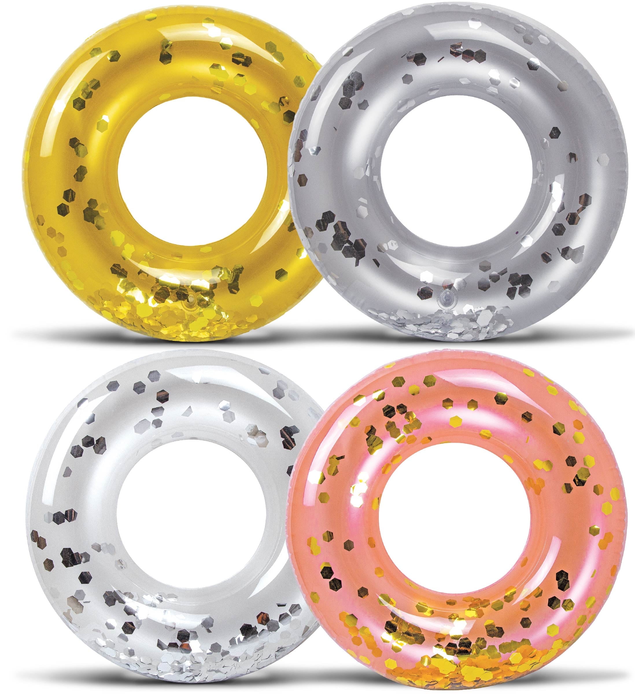 4-Pack Kids Inflatable Pool Floats - Sparkly Confetti-Filled Glitter ...
