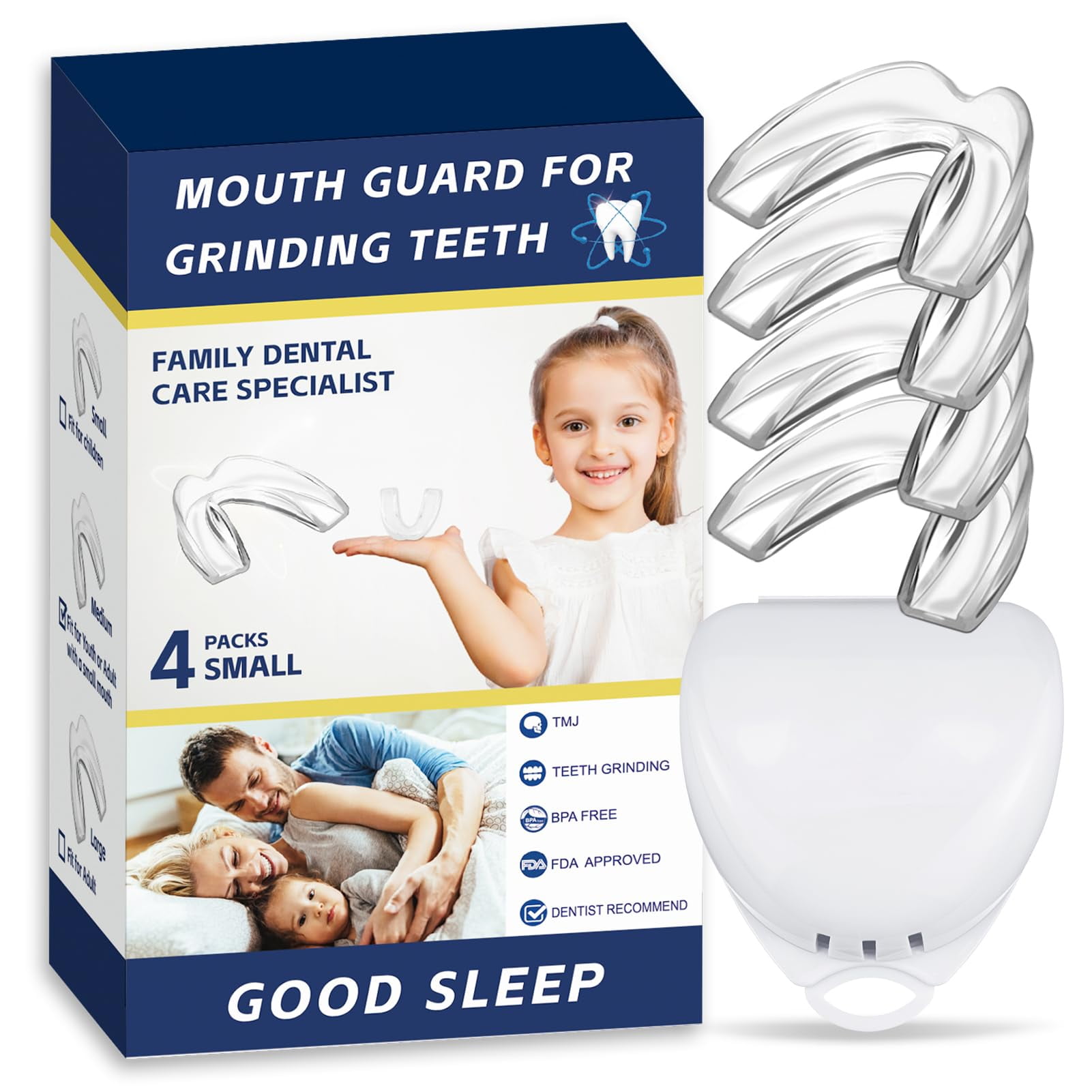 4 Pack Kids Mouth SSF20 Guards for Teeth Grinding, Small Size ...