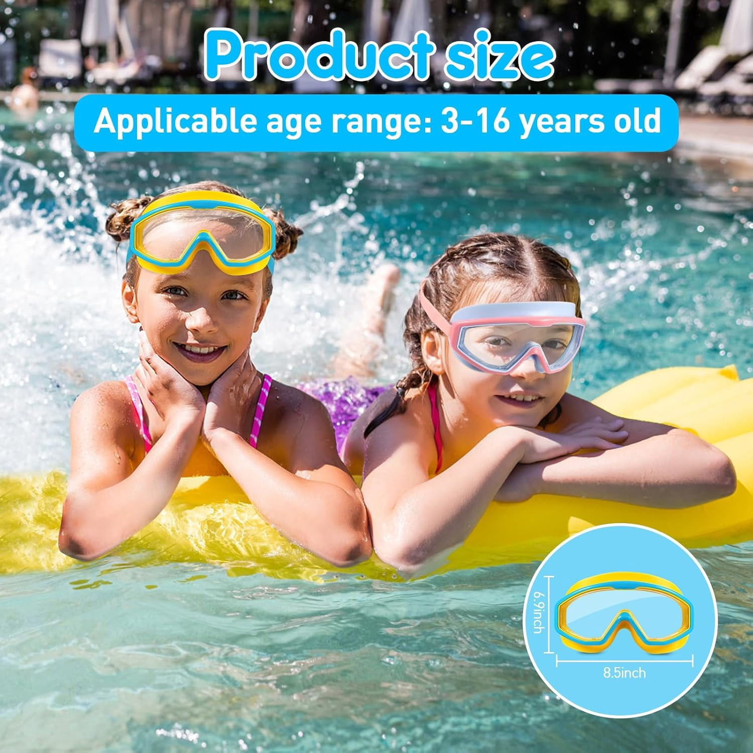 4 Pack Kids Swim Goggles, Wide Anti-Fog Waterproof Goggles for Boys ...