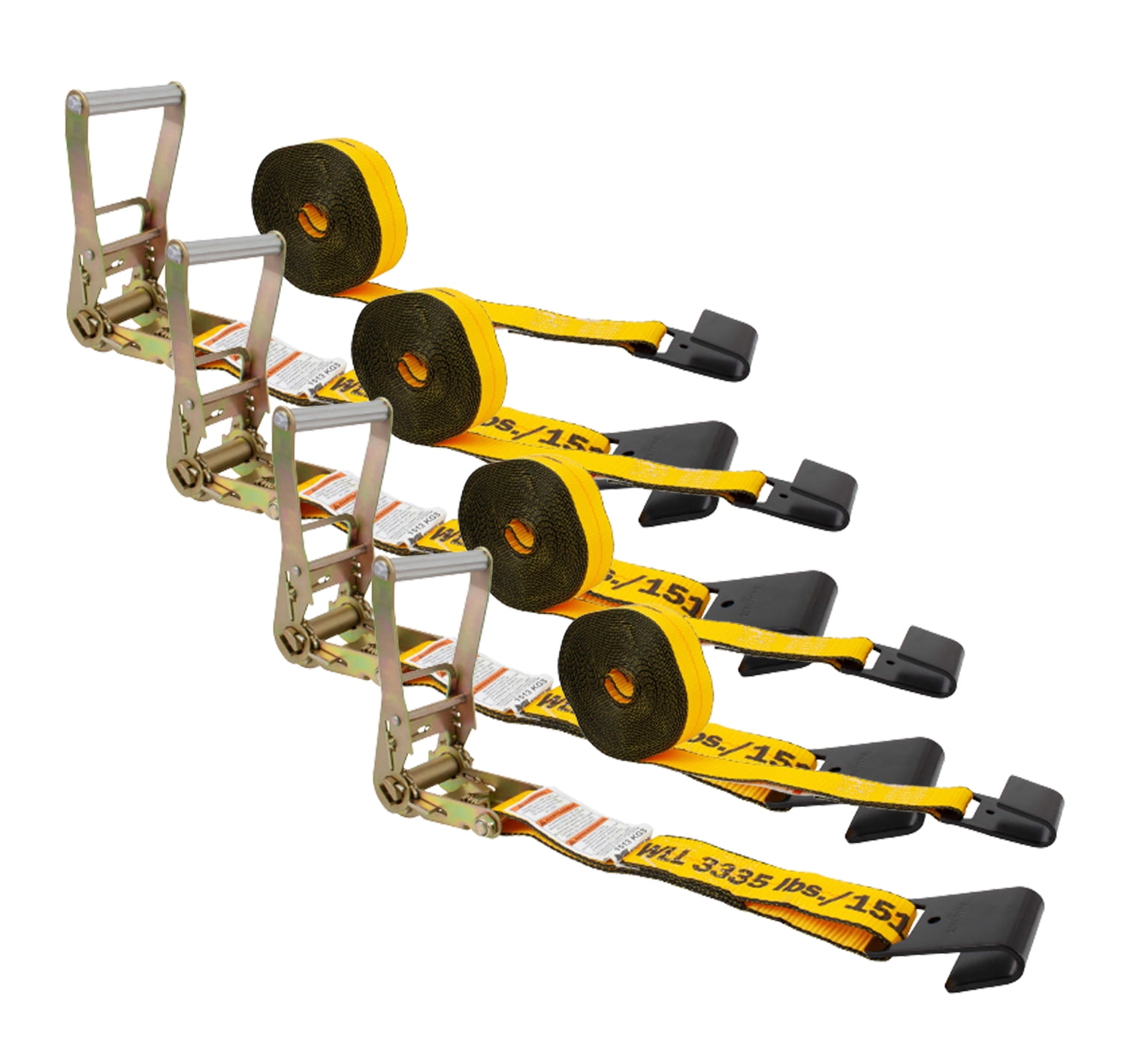 (4 Pack) Kinedyne 2" x 27' Ratchet Strap with Flat Hook - Walmart.com