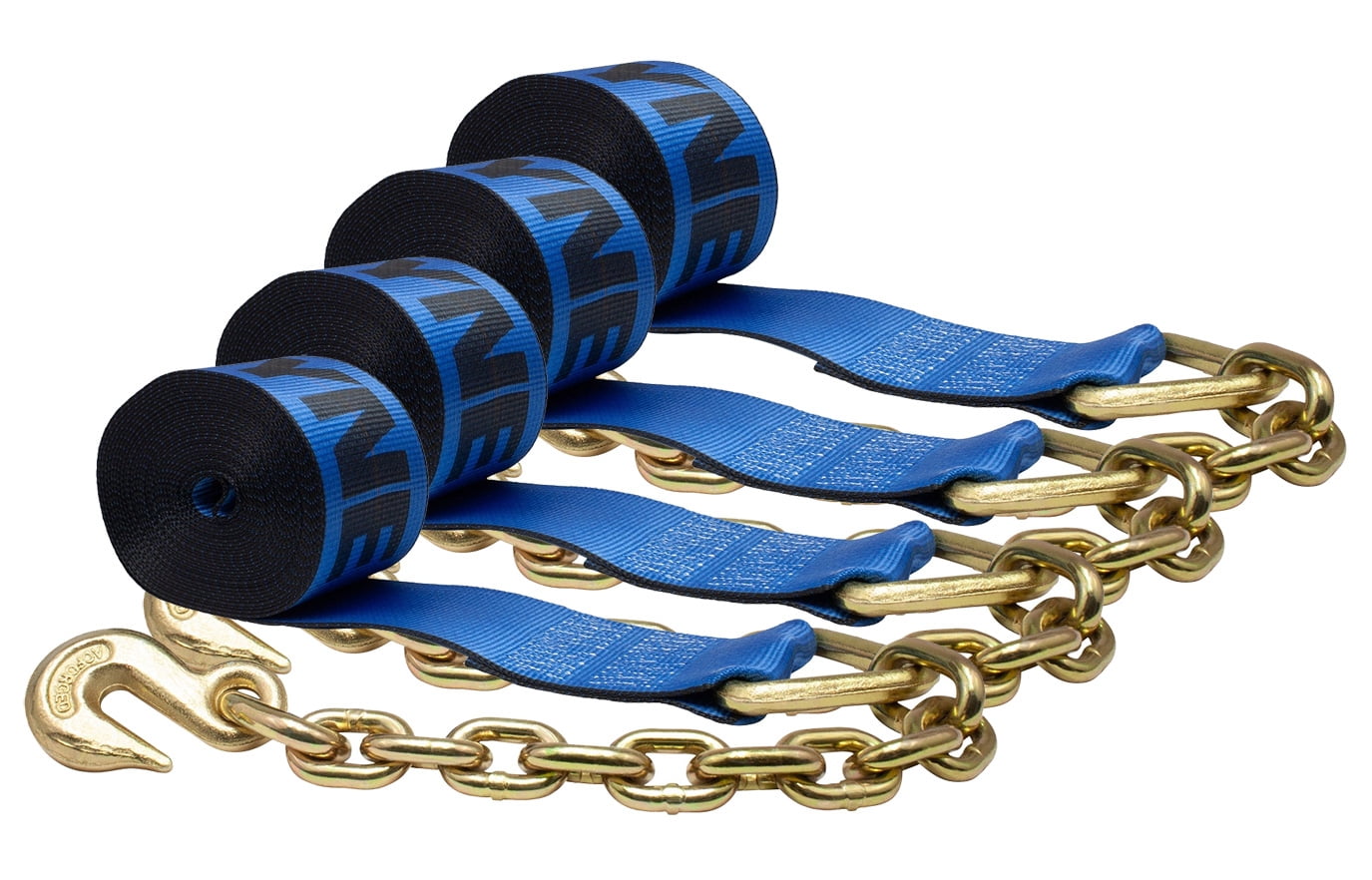 (4 Pack) Kinedyne 4 in. x 30 ft. Winch Strap with Chain Anchor ...