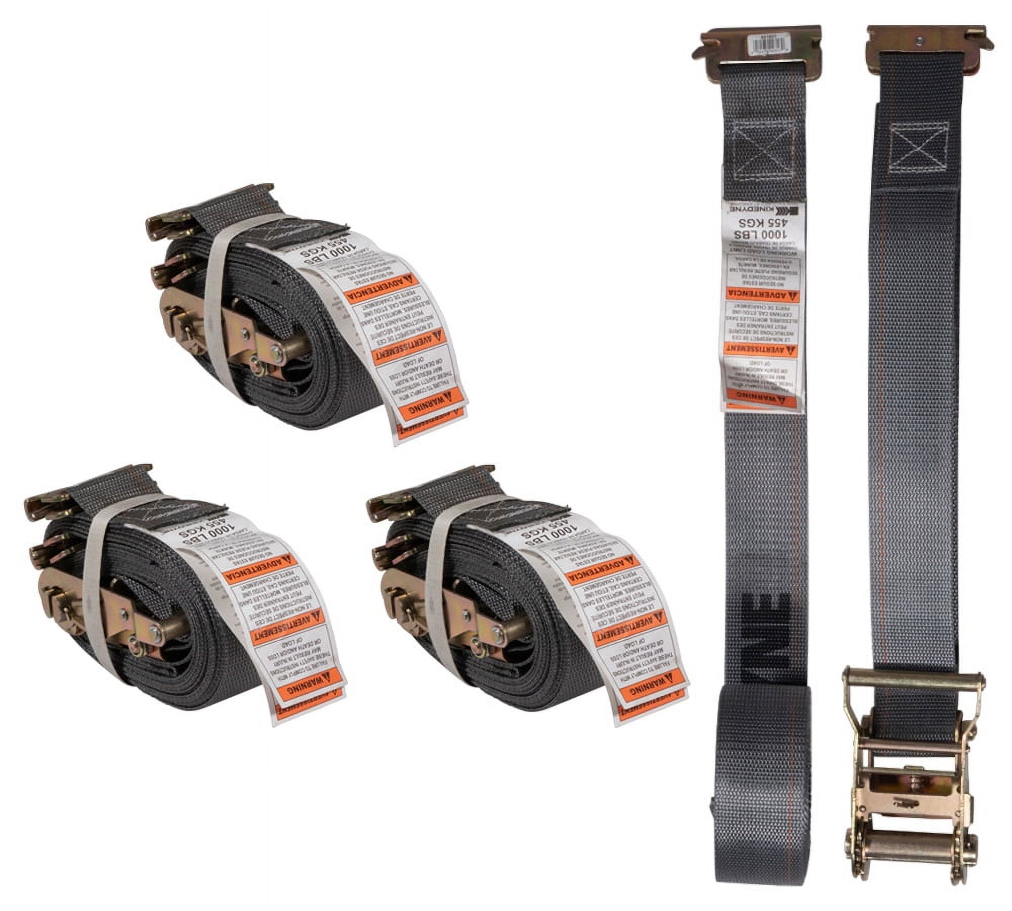 (4 Pack) Kinedyne E Track Ratchet Straps 2" x 16' - Grey Working Load ...