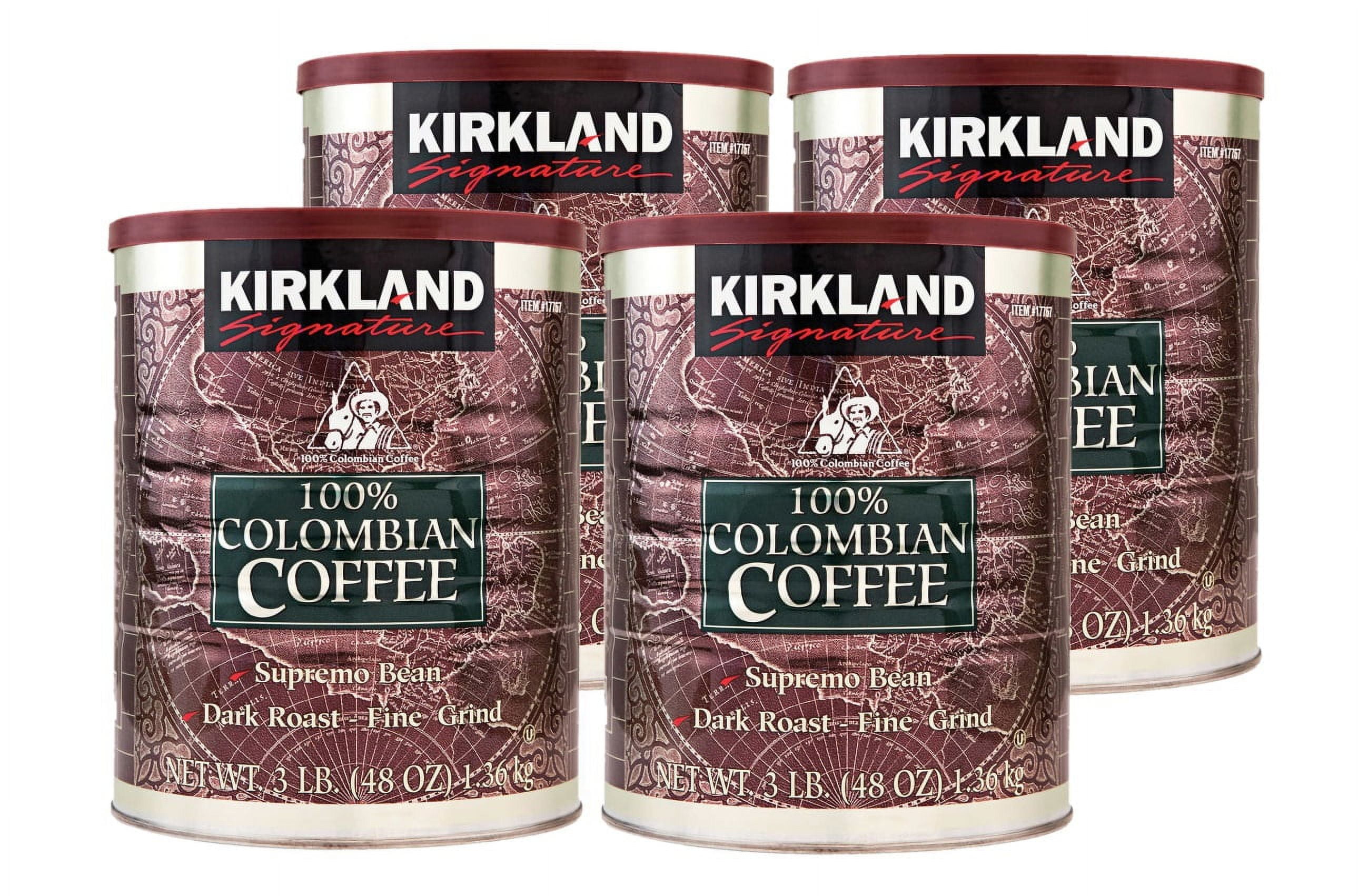4 Pack | Kirkland Signature 100% Colombian Ground Coffee Beans, Dark ...