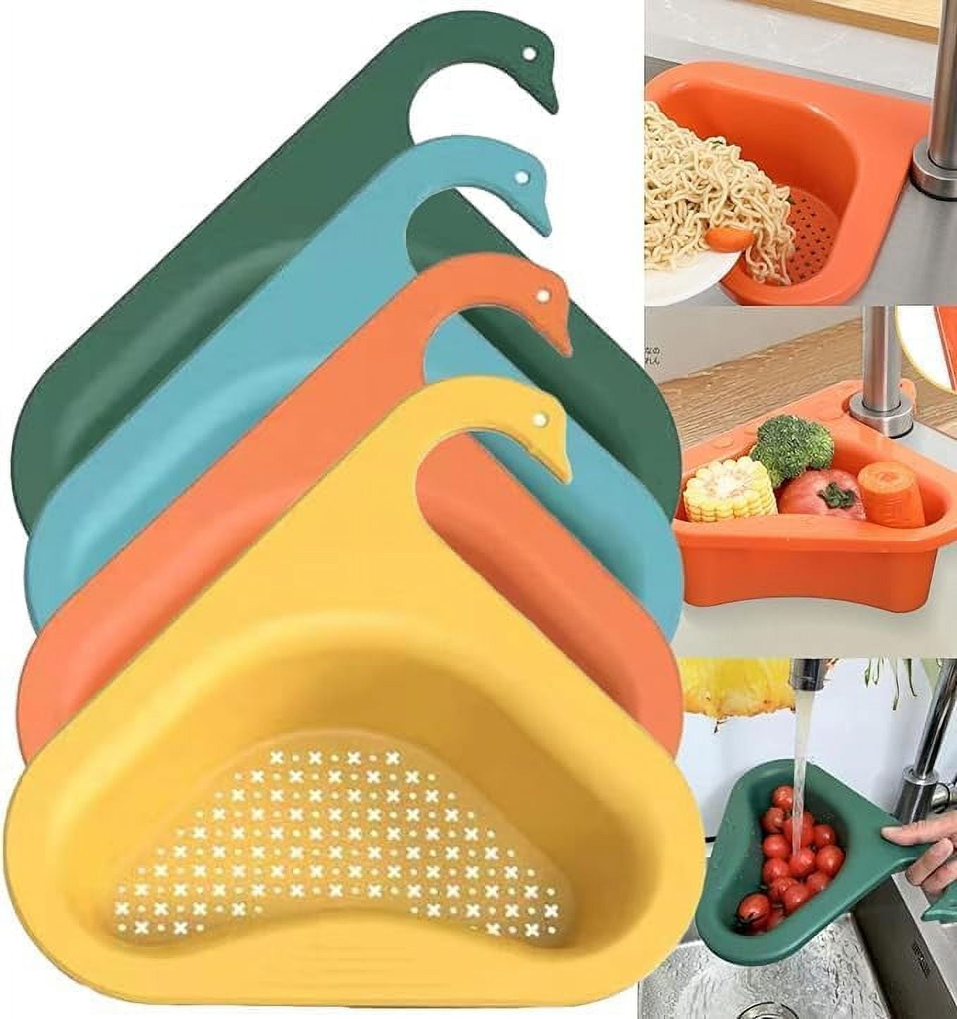4 Pack Kitchen Sink Drain Basket Swan Drain Rack, Multifunctional ...