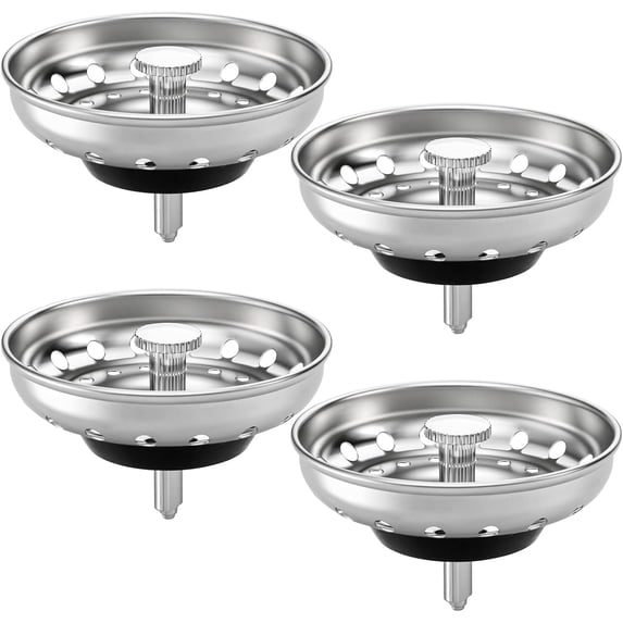 4 Pack Kitchen Sink Strainer Baskets with Removable Rubber Stoppers ...