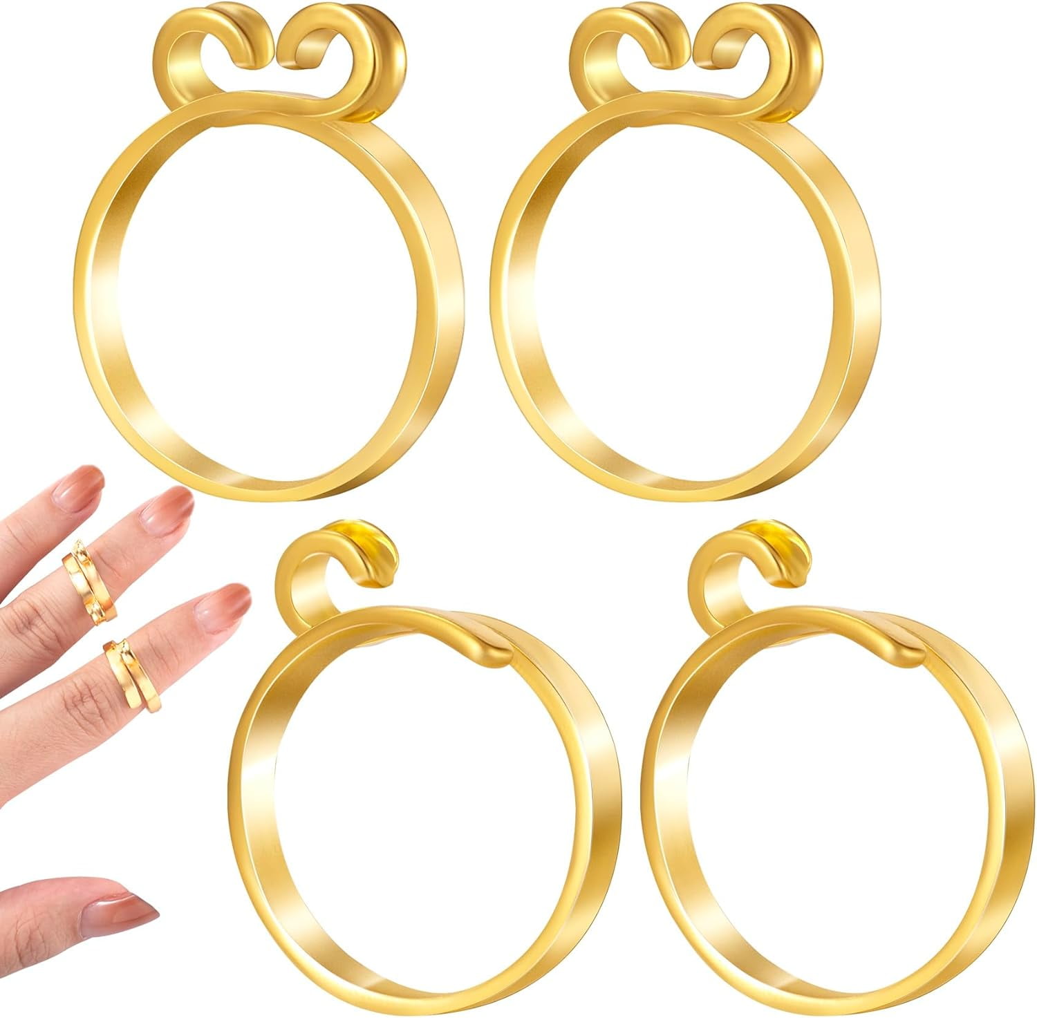 4 Pack Knitting Crochet Loop Ring for Fingers, 2 Style Adjustable ...