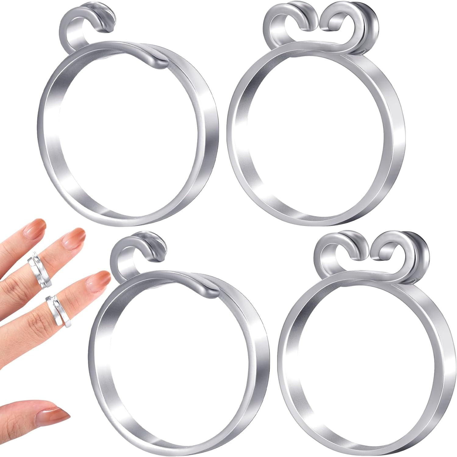 4 Pack Knitting Crochet Loop Ring for Fingers, 2 Style Adjustable ...