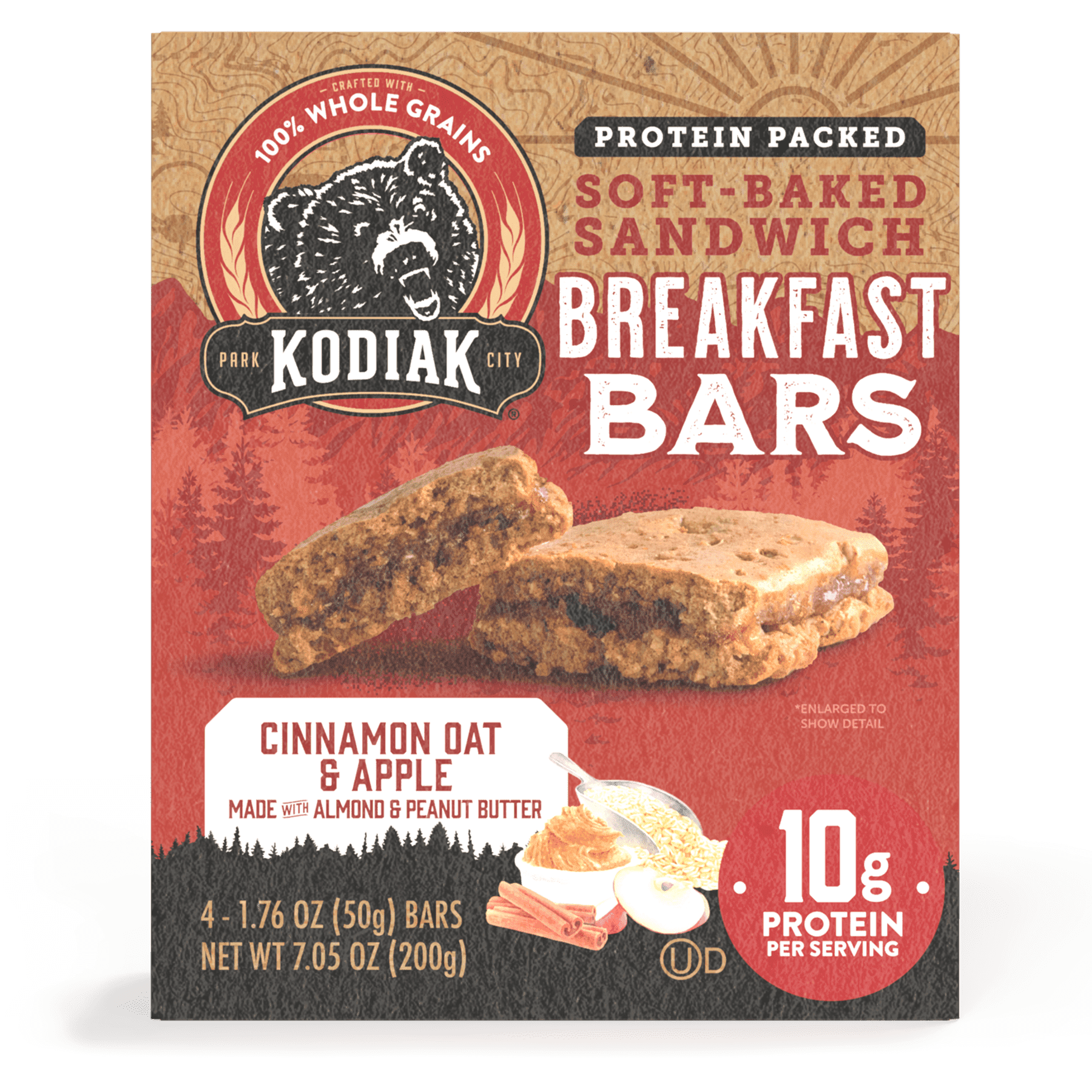 (4 Pack) Kodiak Soft-Baked Sandwich Cinnamon Oat and Apple Protein ...