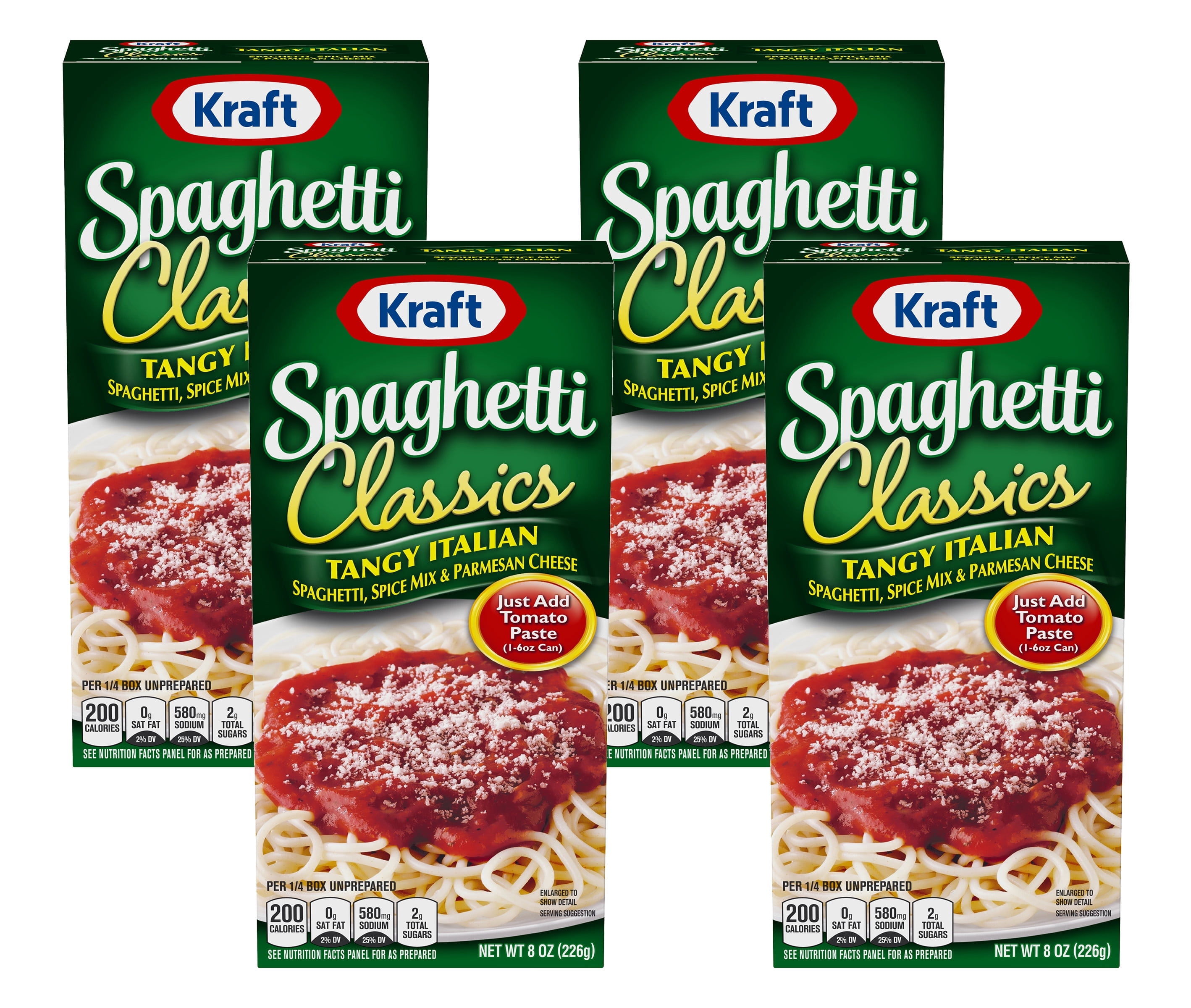Kraft Spaghetti Classics, Tangy Italian Boxed Pasta Meal, 8 oz, 4-Pack ...