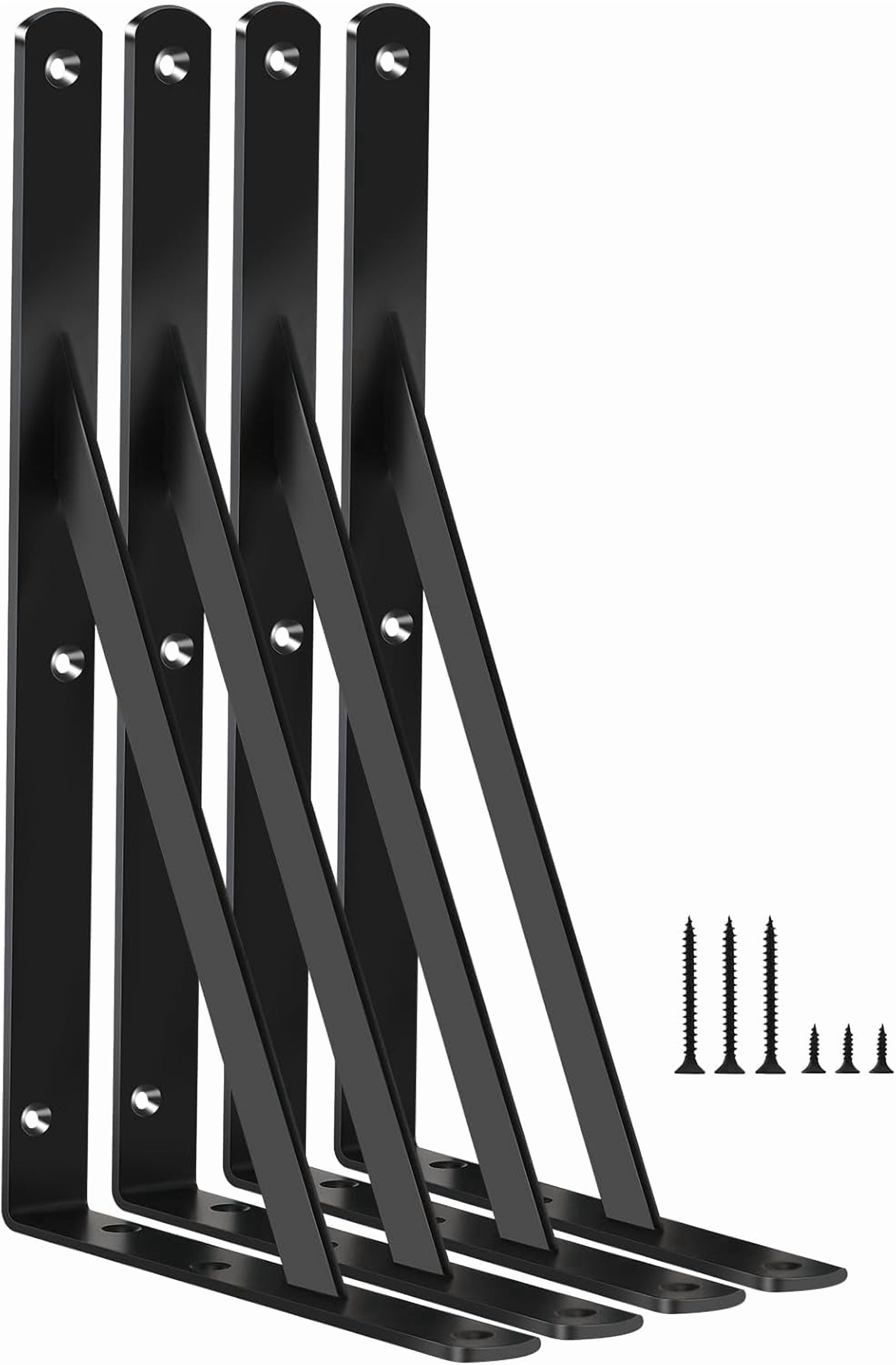 4 Pack L12 x H 8" Black Heavy Duty Shelf Brackets with Screws Metal ...