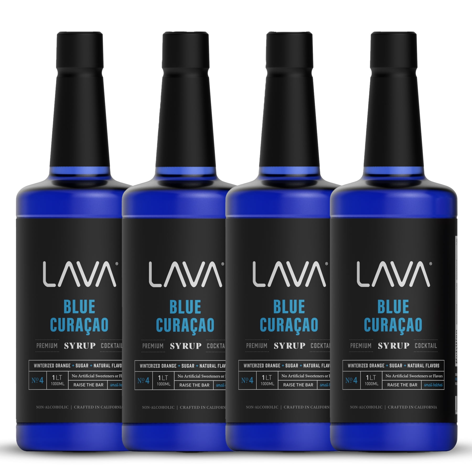 (4-Pack) LAVA Premium Blue Curacao Syrup, 33.8oz (1-Liter), Made with ...
