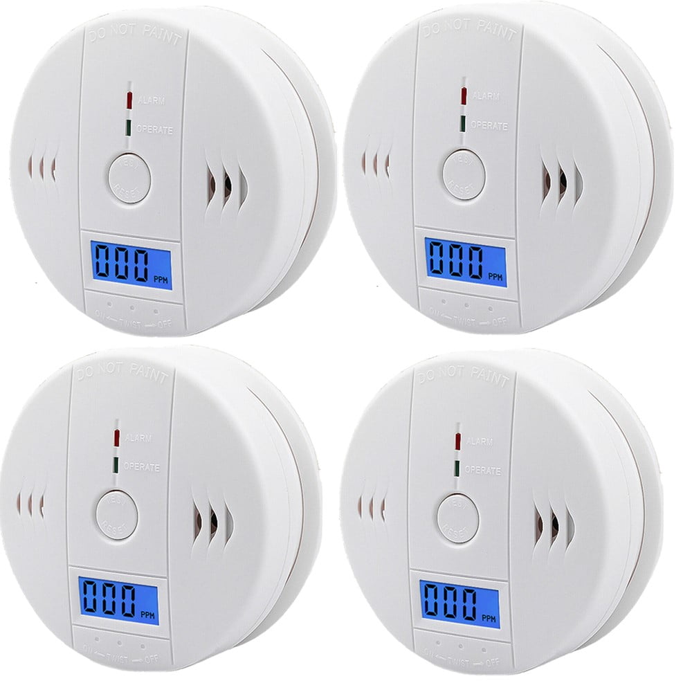 4 Pack LCD Display CO Carbon Monoxide Gas Detector Device Home Safety ...