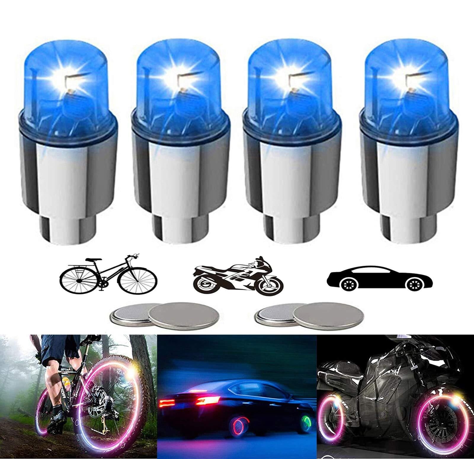 4 Pack LED Bike Wheel Lights Car Tire Valve Stems Caps Bicycle ...
