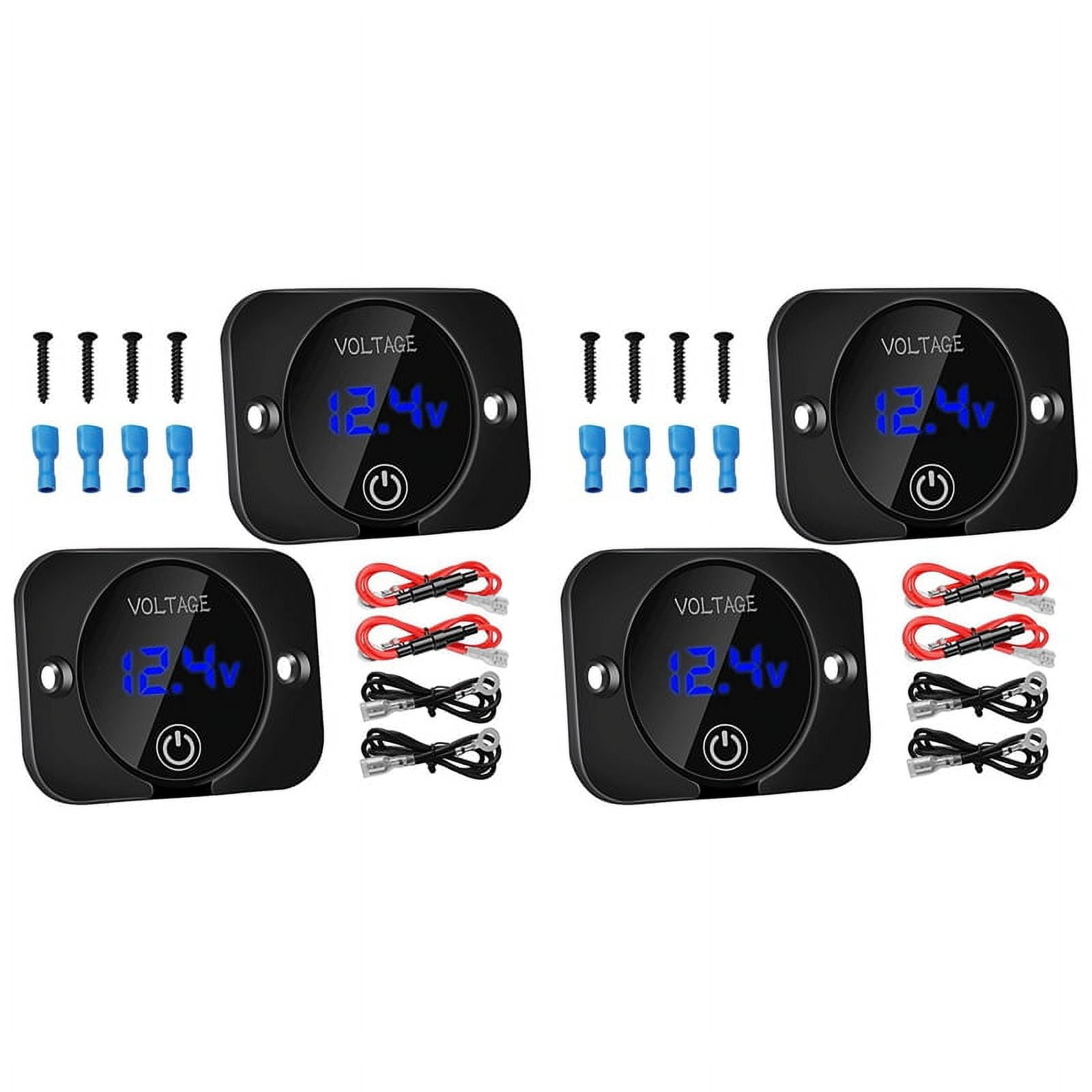 4 Pack LED Digital Voltmeter with Contact Switch,DC 12V 24V Car ...