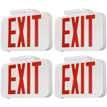 SPECTSUN 4 PACK Red LED Emergency Exit Signs & Battery Backup- Exit ...