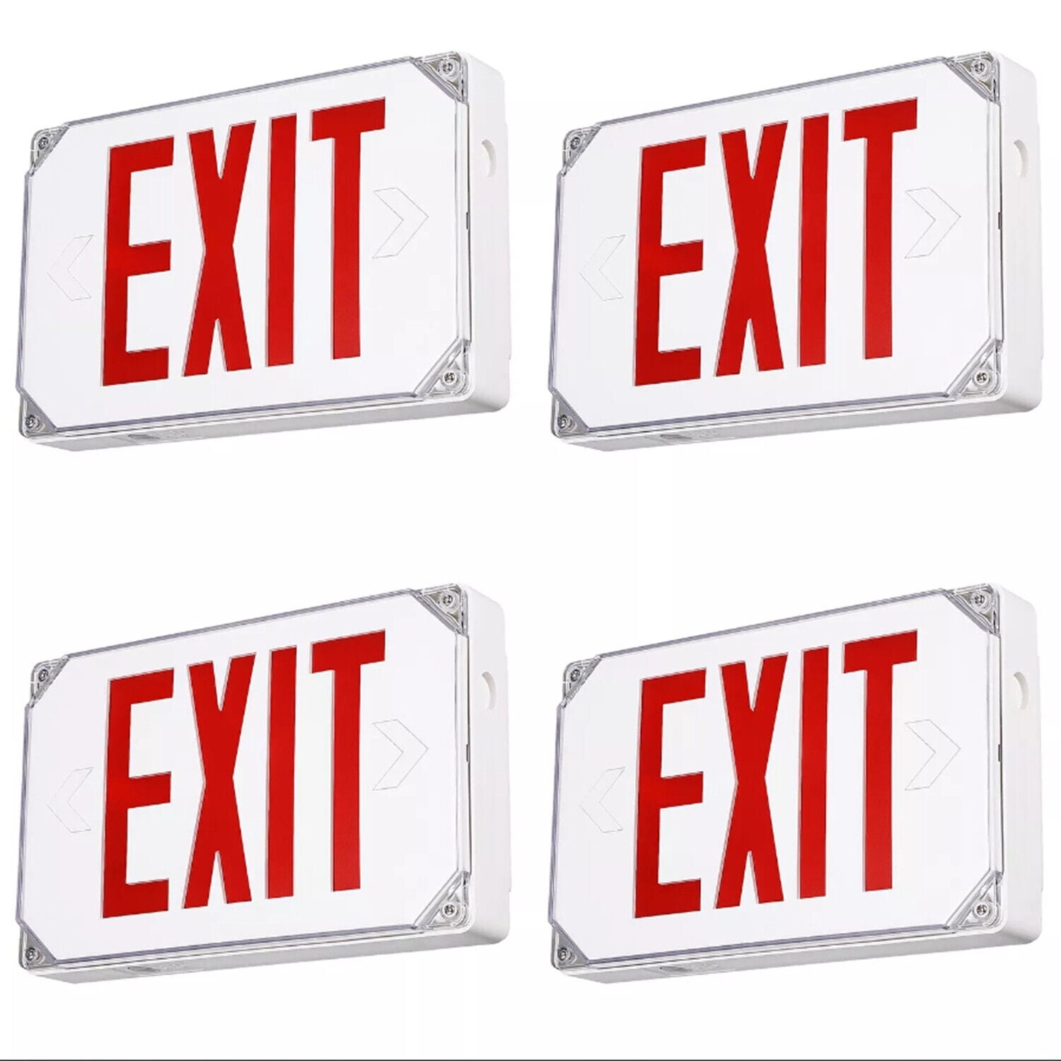 4 Pack LED Exit Sign with Battery Backup, UL Listed, Weatherproof ...