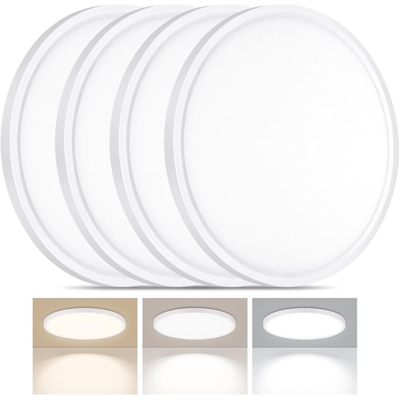 4 Pack LED Flush Mount Ceiling Light, 24W Ultra Thin Round White 3000k ...