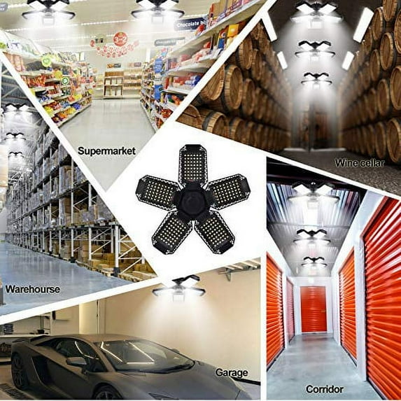4 Pack LED Garage Lights, 120W Deformable LED Garage Ceiling Lights ...