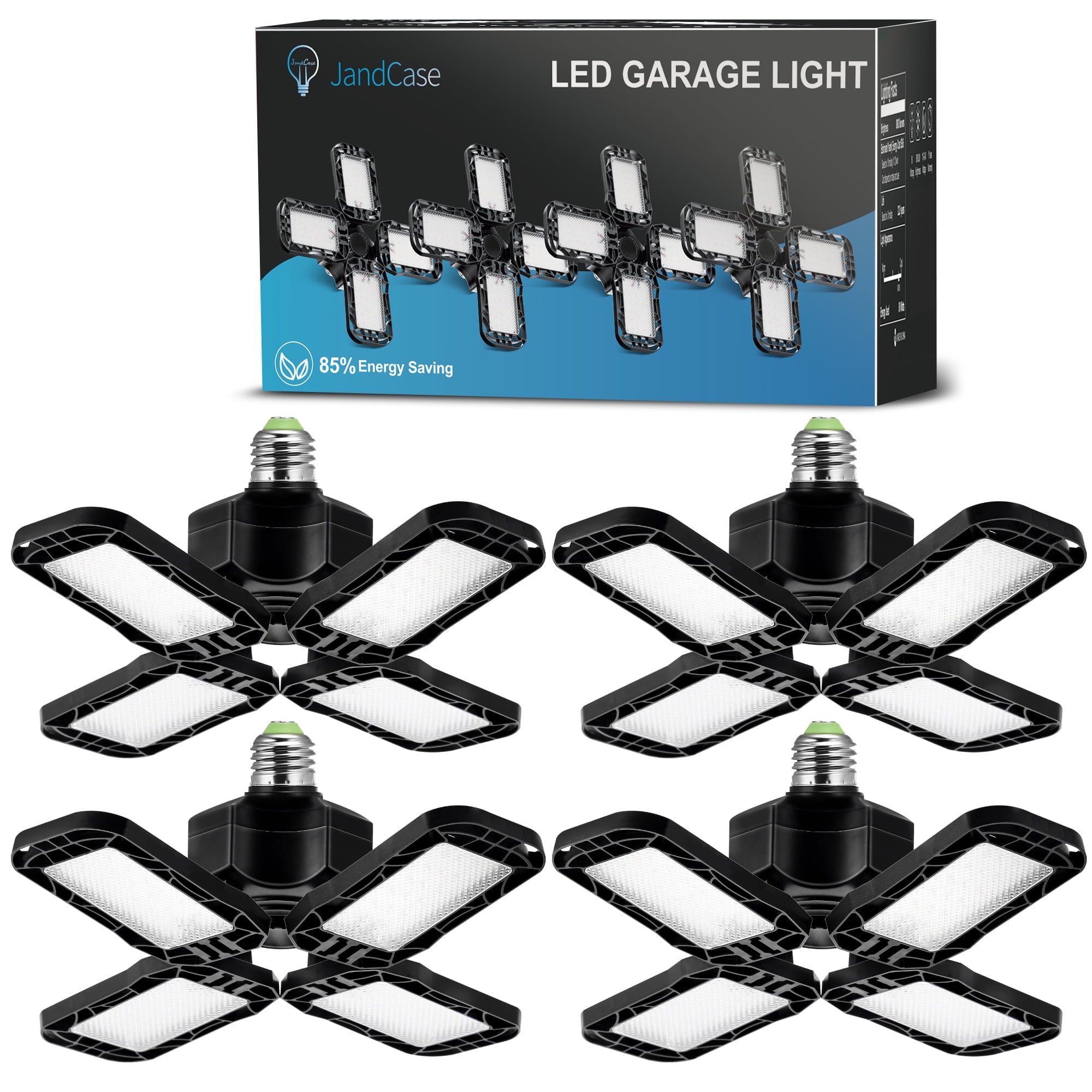 LOHASLED 4 Pack LED Garage Lights,80W Deformable LED Garage Ceiling ...
