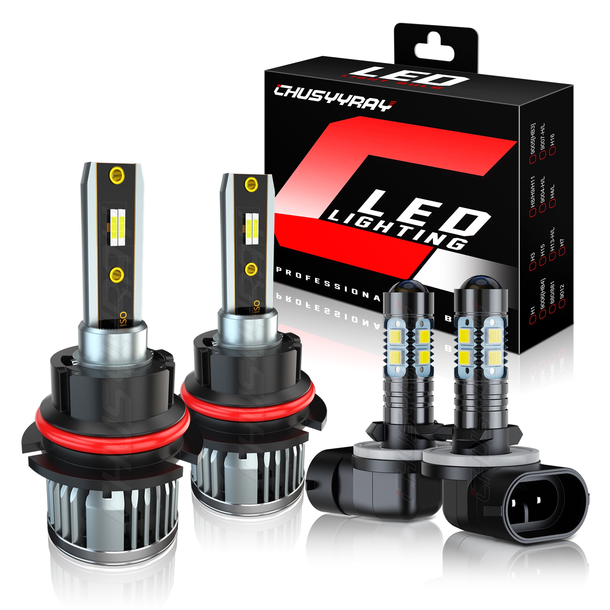4-Pack LED Headlight Fog Light Bulbs Kit 9007+881 High&Low&Fog Beam ...