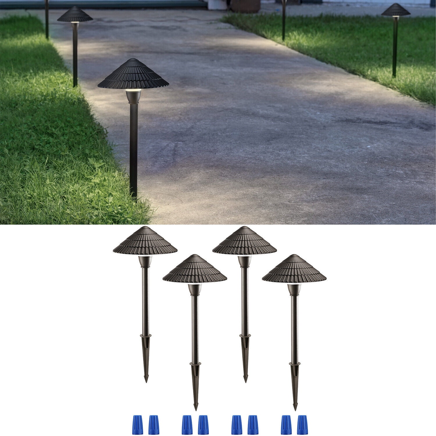 4 Pack LED Landscape Lighting, 3W AC/DC 12V Low Voltage Pathway Lights ...