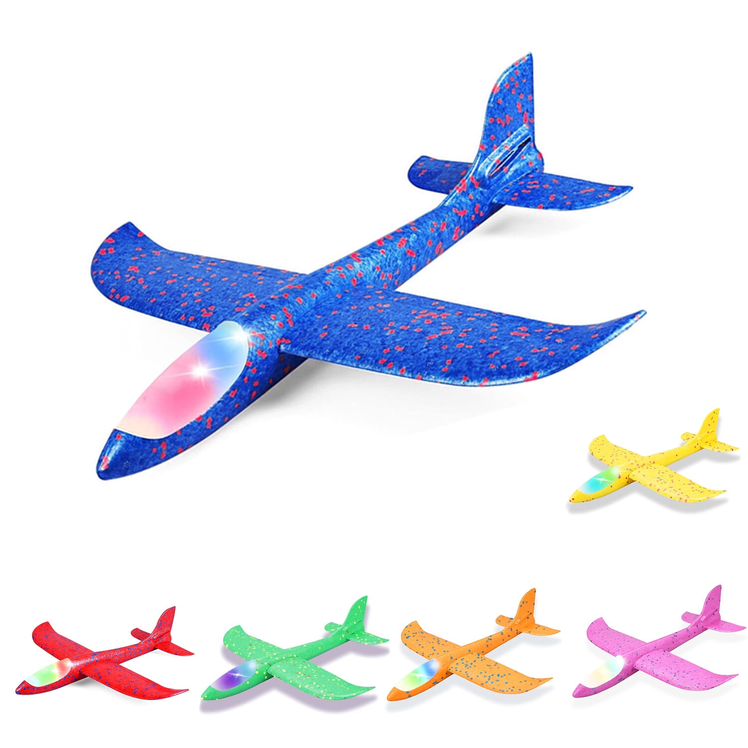 4 Pack LED Light Airplane, 18.9" Large Throwing Foam Plane, 2 Flight ...