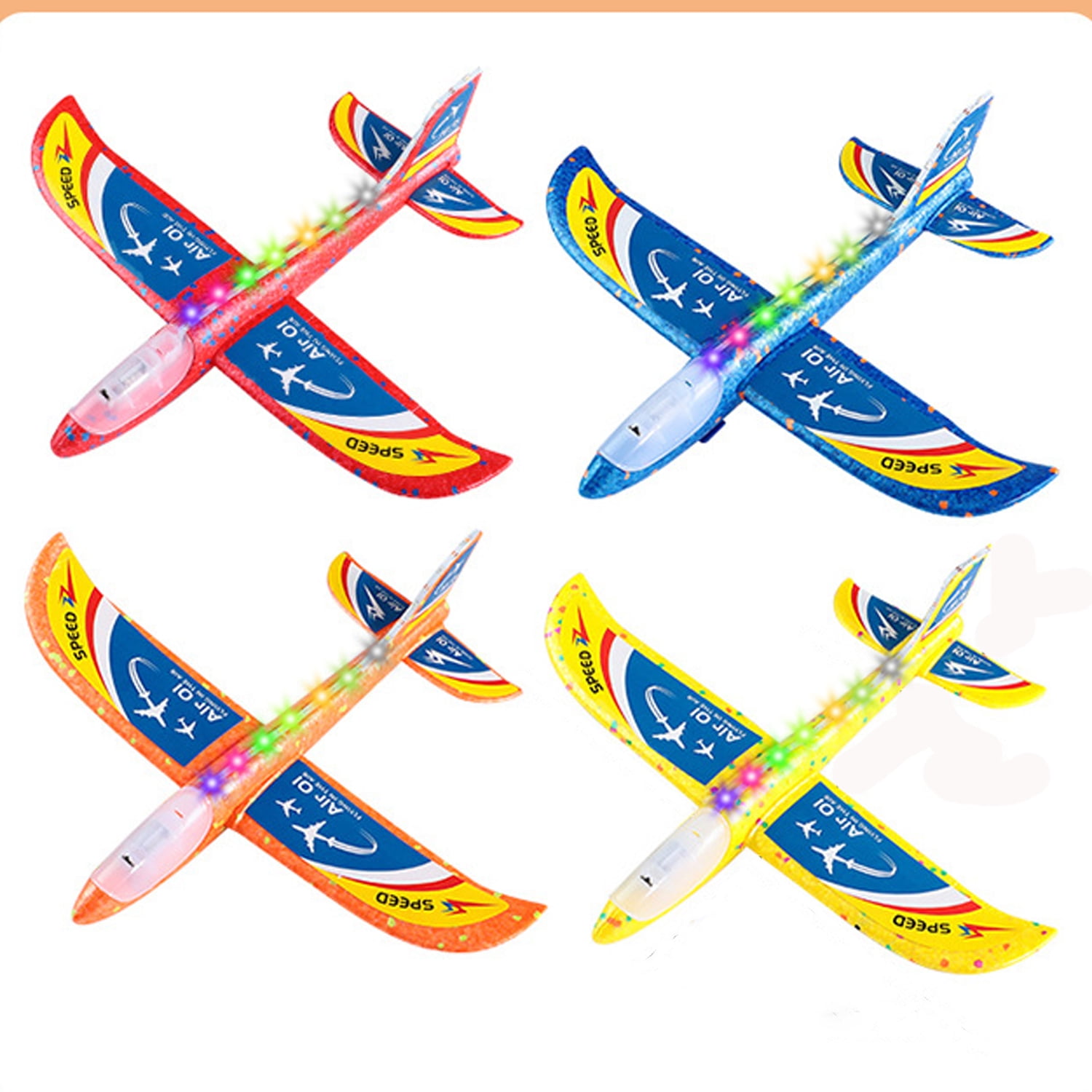 "4 Pack LED Light Airplane Toys-12.6"" Foam Glider Plane with 2 Flight ...