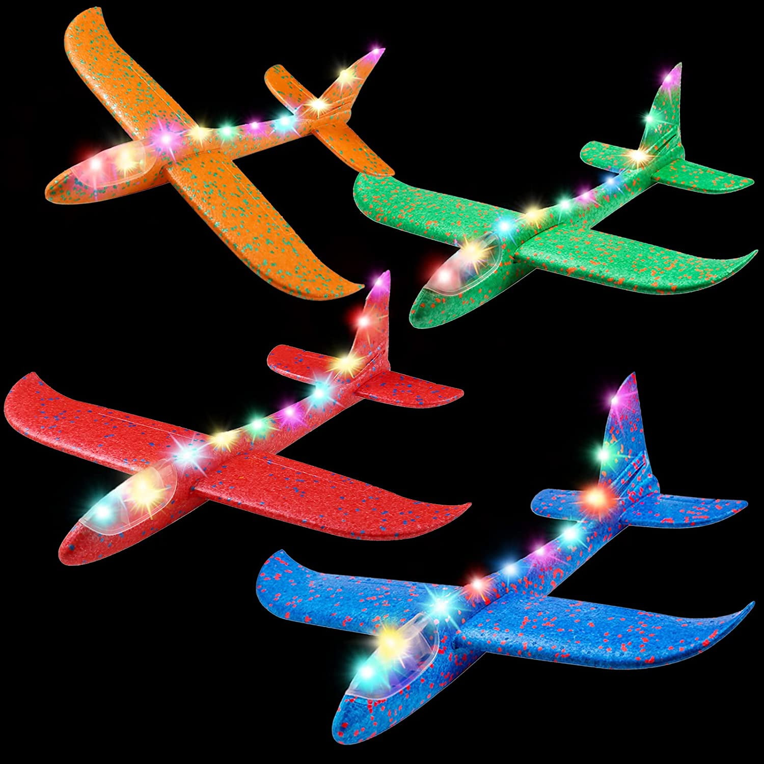 4 Pack LED Light Airplane Toys-17.5" Large Throwing Foam Plane Outdoor ...