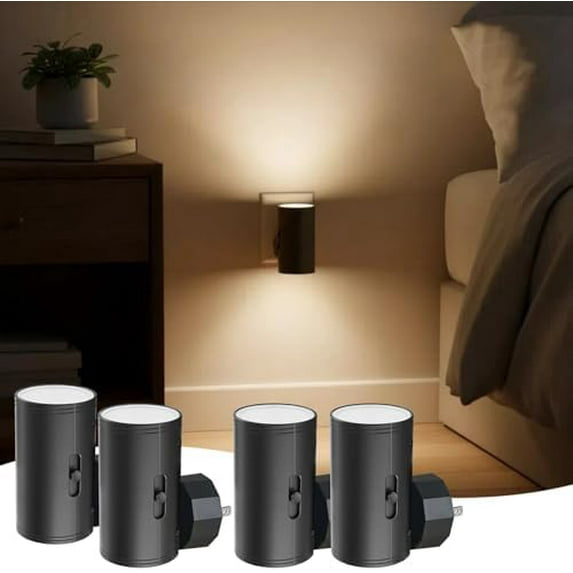 4 Pack LED Night Light Plug in, Dusk to Dawn Sensor,5-300LM Adjustable ...