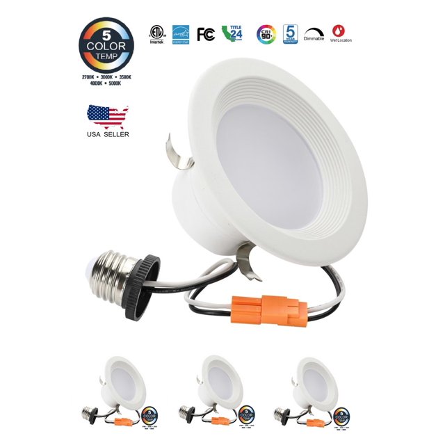 4 Pack, LED Recessed Lighting Ceiling Lights 4 inch Downlight, 10W ...