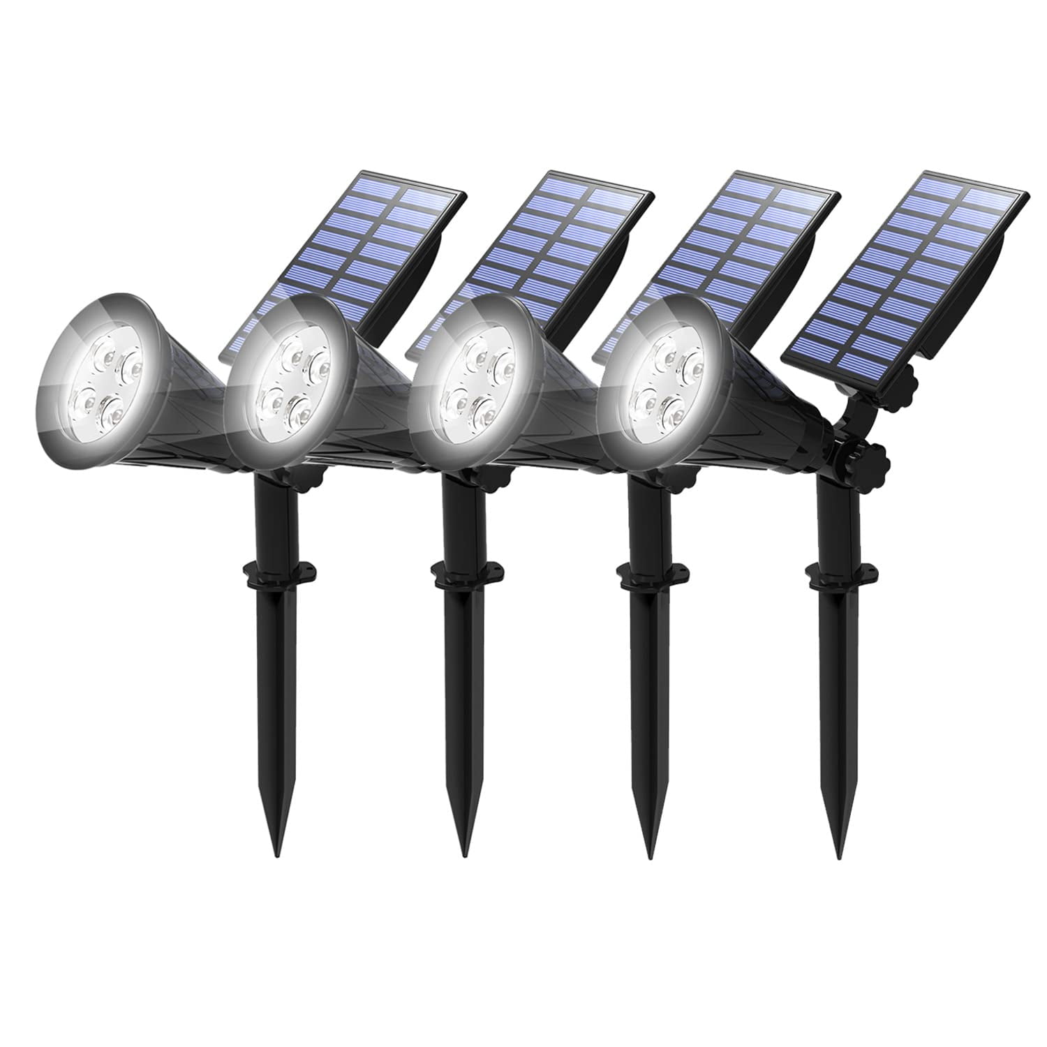 4 Pack LED Solar Spotlights for Outdoor Landscape Lighting, Waterproof ...