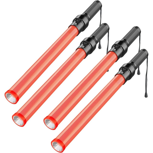 4 Pack LED Traffic Control Baton with White LED Tip - Night Safety ...