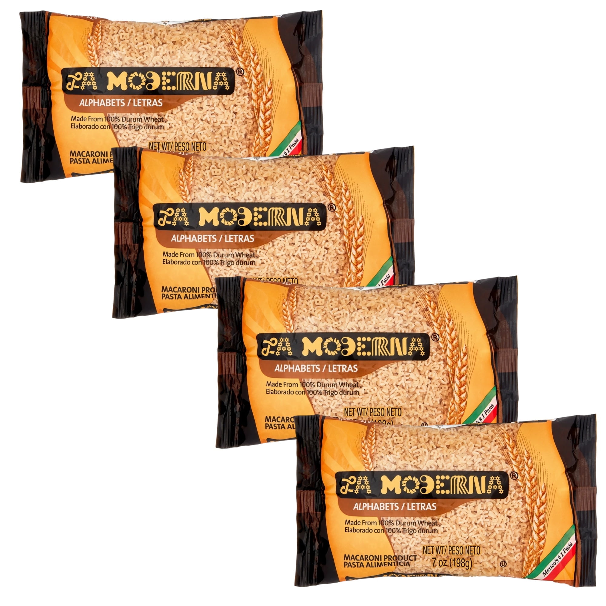 La Moderna Alphabet Pasta Noodles 7 Oz Pack Durable Wheat Protein Fiber ...