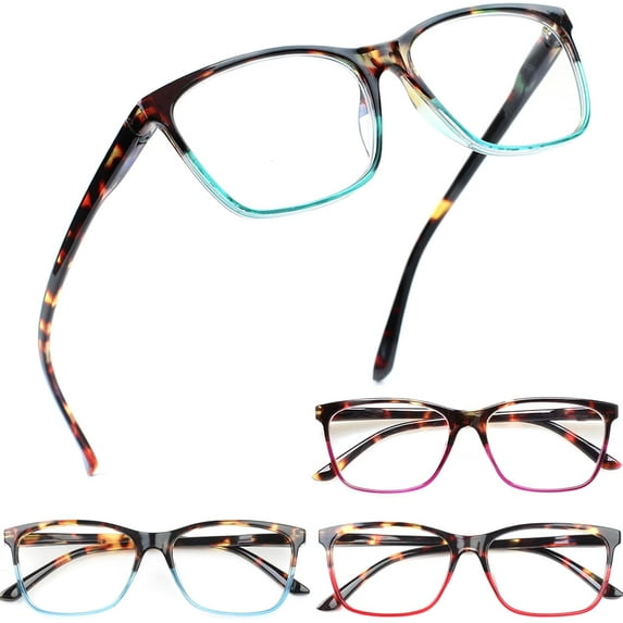 4 Pack Ladies Reading Glasses Blue Light Blocking Spring Hinge Readers ...