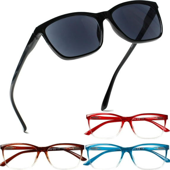 4 Pack Ladies Reading Glasses Blue Light Blocking Spring Hinge Readers ...