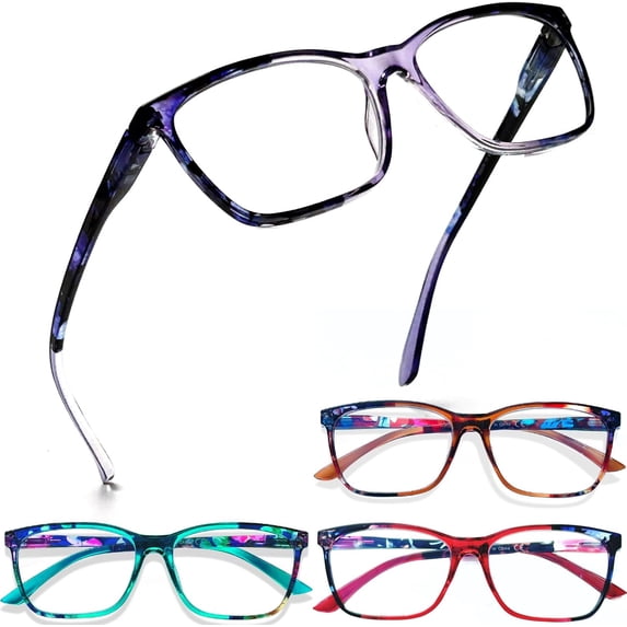4 Pack Ladies Reading Glasses Blue Light Blocking Spring Hinge Readers ...