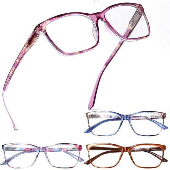 4 Pack Ladies Reading Glasses Blue Light Blocking Spring Hinge Readers ...