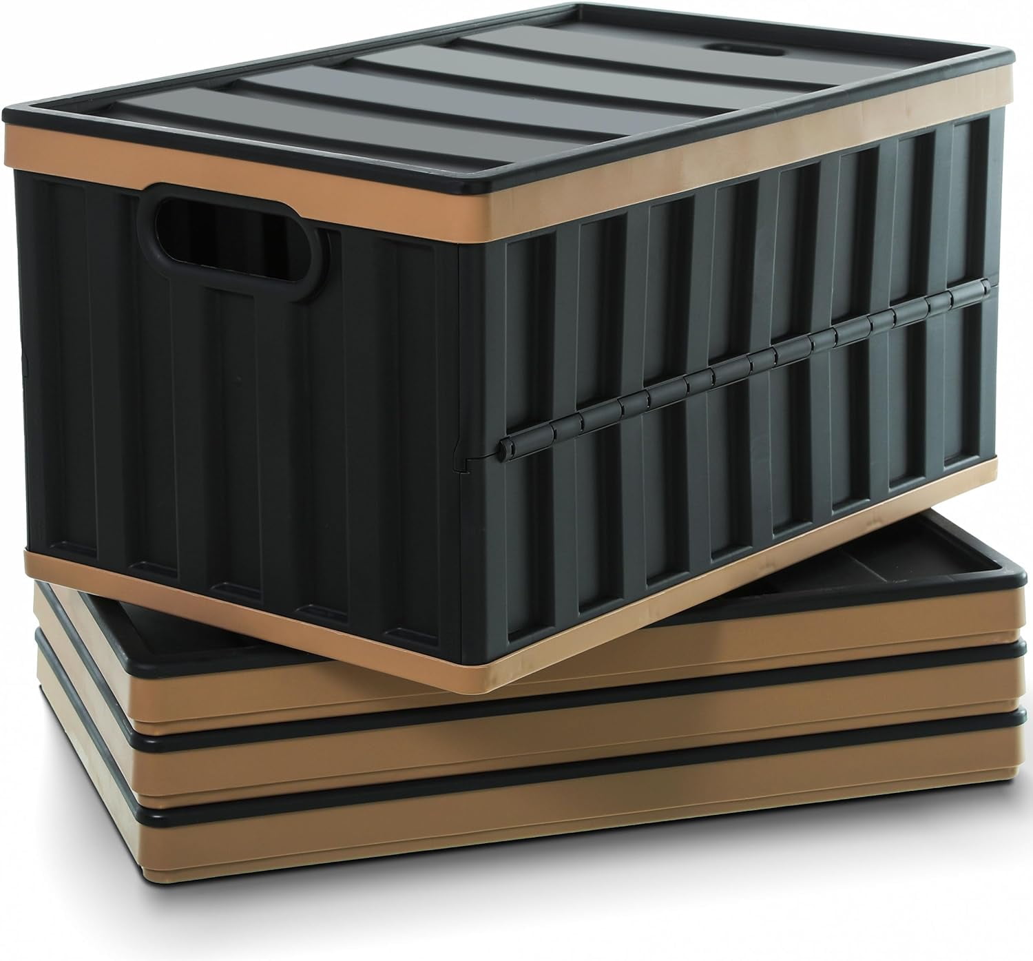 4-Pack Large 64L Collapsible Storage Bins with Lids - Stackable, Heavy ...