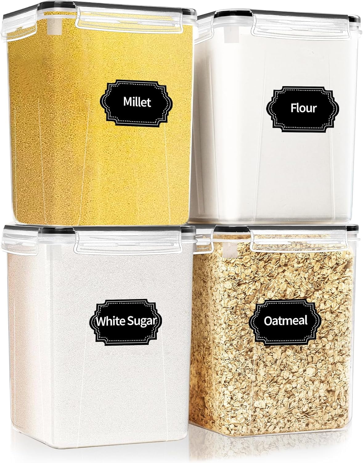 4 Pack Large Airtight Food Storage Containers with Lids (5.2L/176oz ...