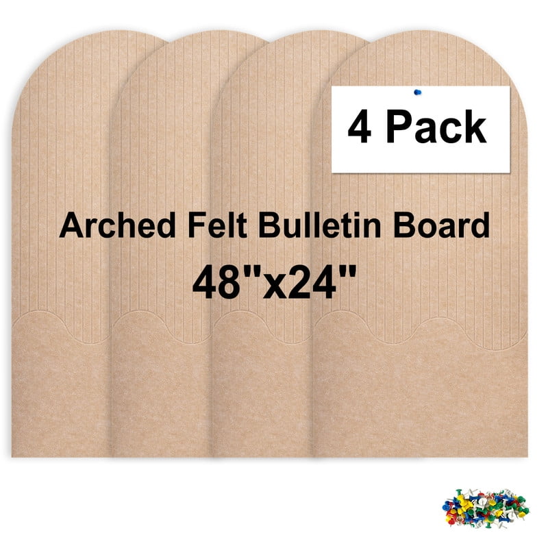 4 Pack Large Arch Felt Bulletin Board Push Pin Board 48"x24" Poster ...