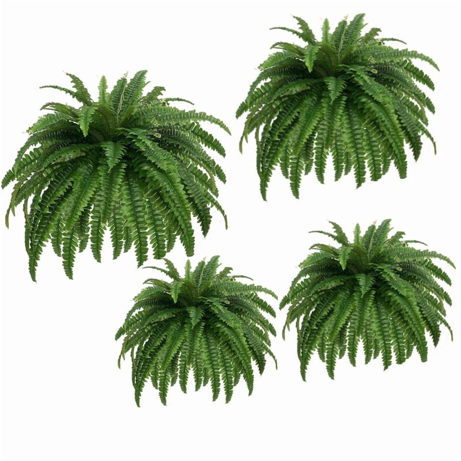 4-Pack Large Artificial Boston Ferns – Realistic Faux Ferns for Outdoor ...