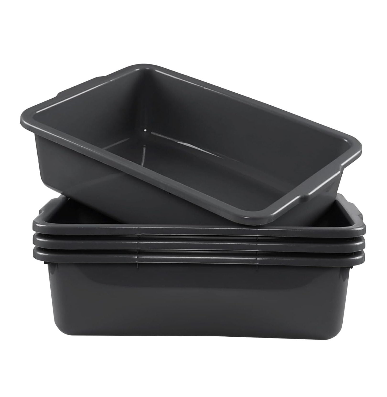 4 Pack Large Bus Tubs, 35 L Plastic Wash Basin, Grey - Walmart.com