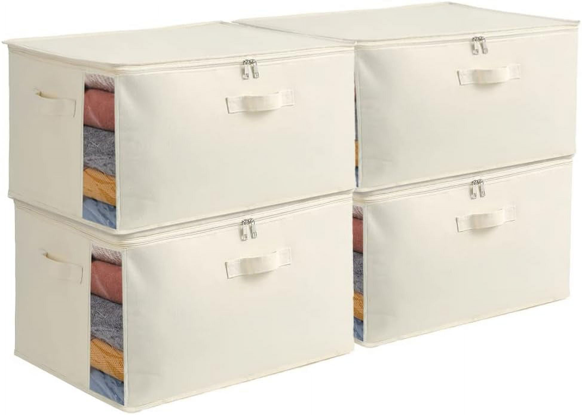 4 Pack Large Canvas Comforter Storage Bags Closet Organizer for Clothes ...