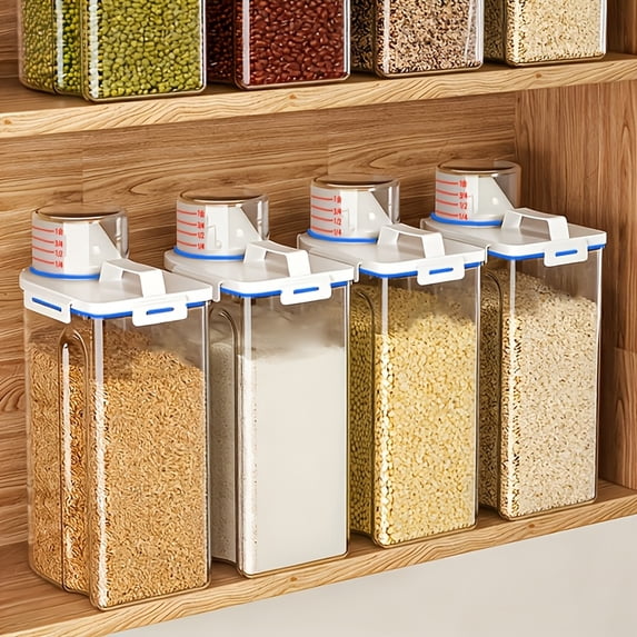 4-Pack Large Capacity Airtight Food Storage Containers with Measuring ...