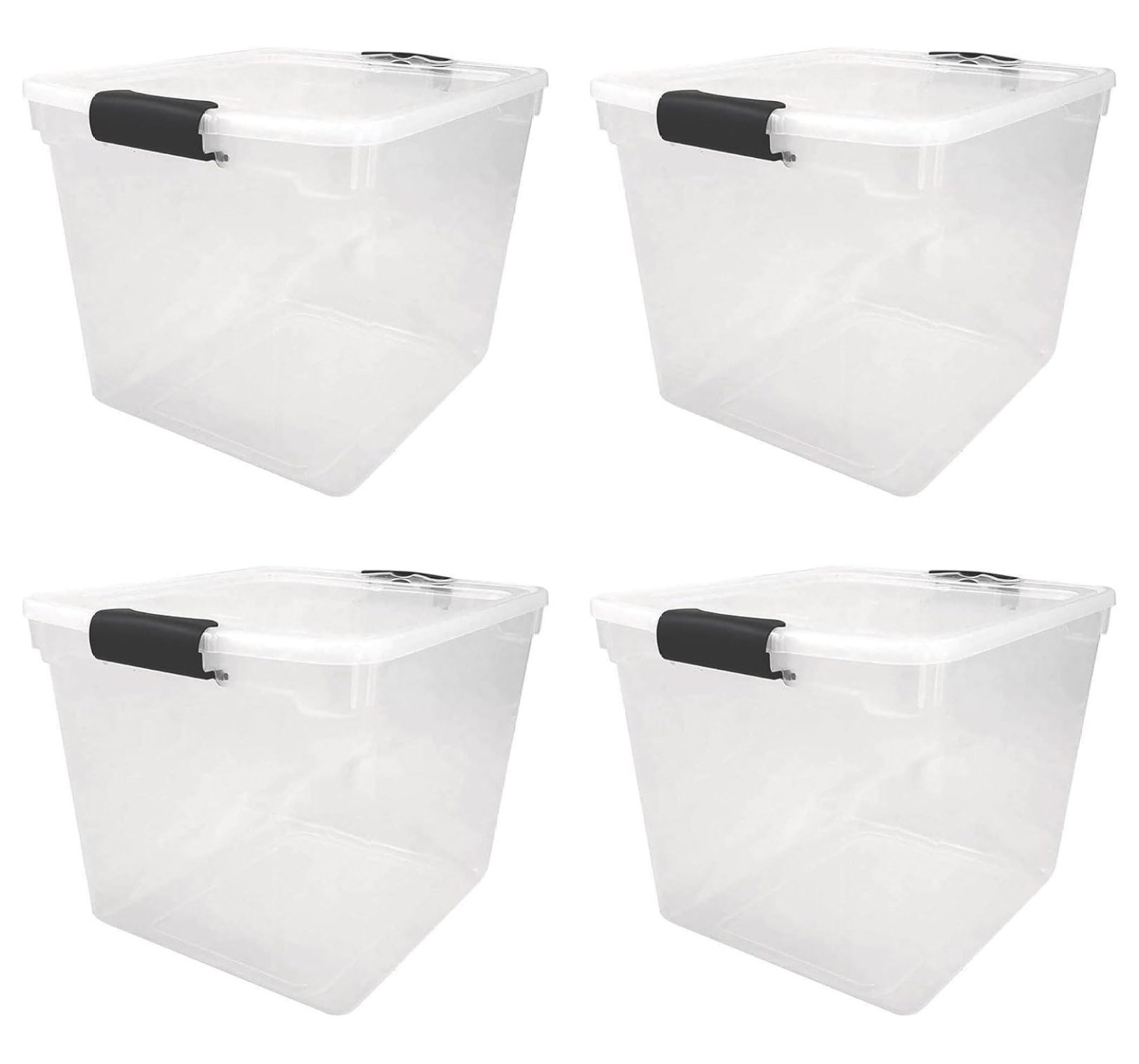 4 Pack Large Clear Plastic Storage Bins with Latching Lids, 31 Quart ...